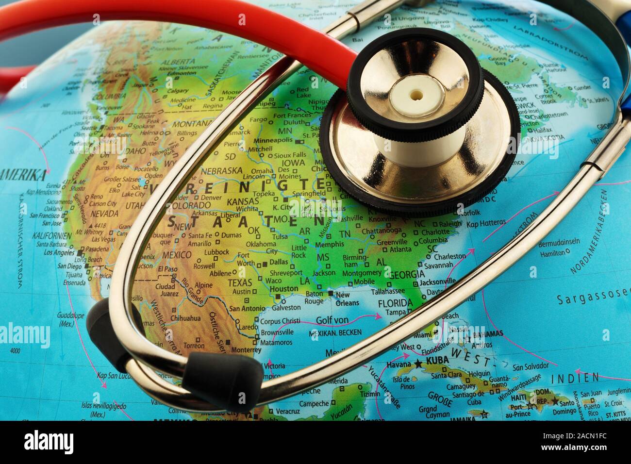 Globe and Stethoscope Stock Photo - Alamy