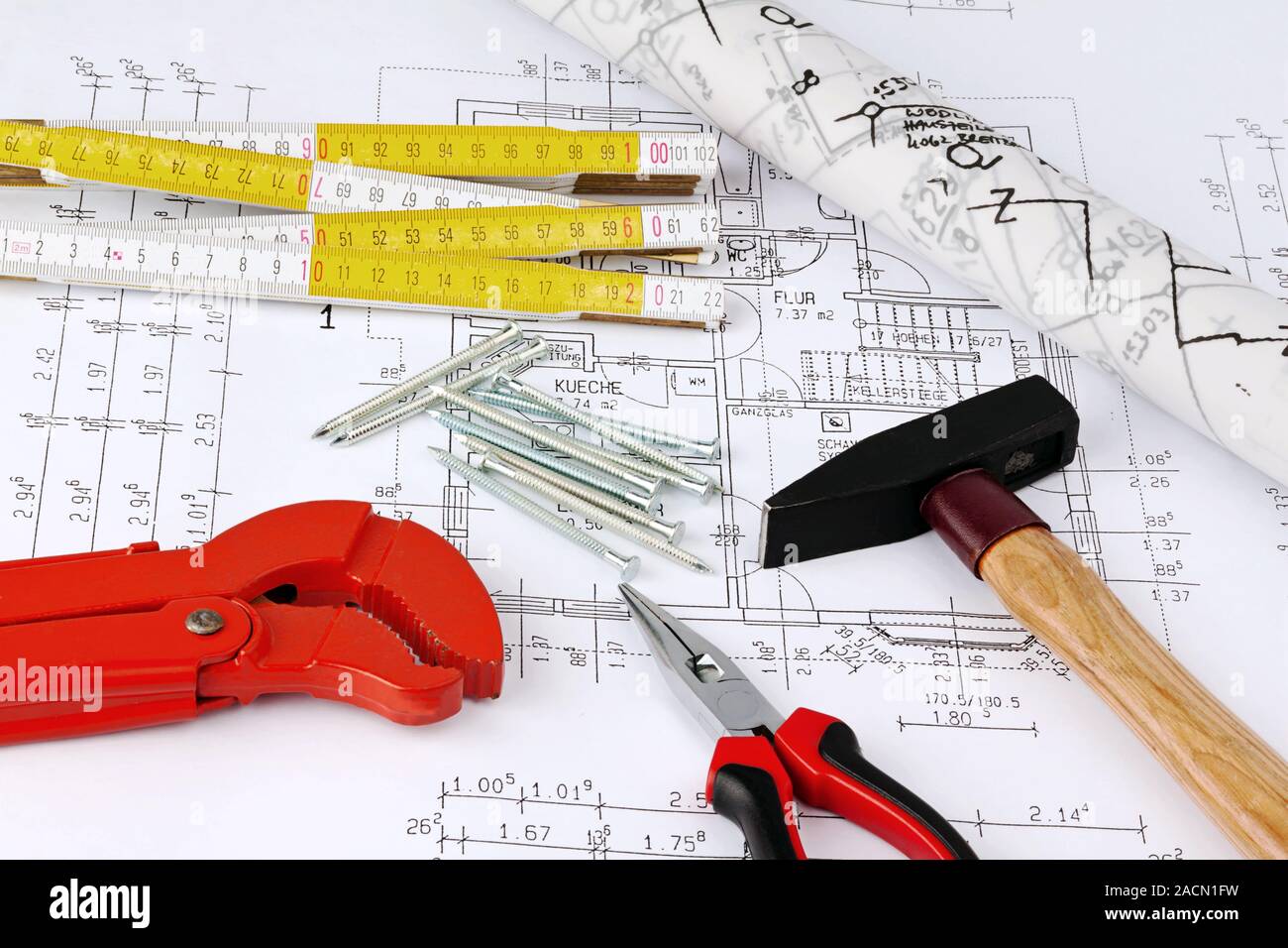 Construction plan of a residential building. house building Stock Photo ...