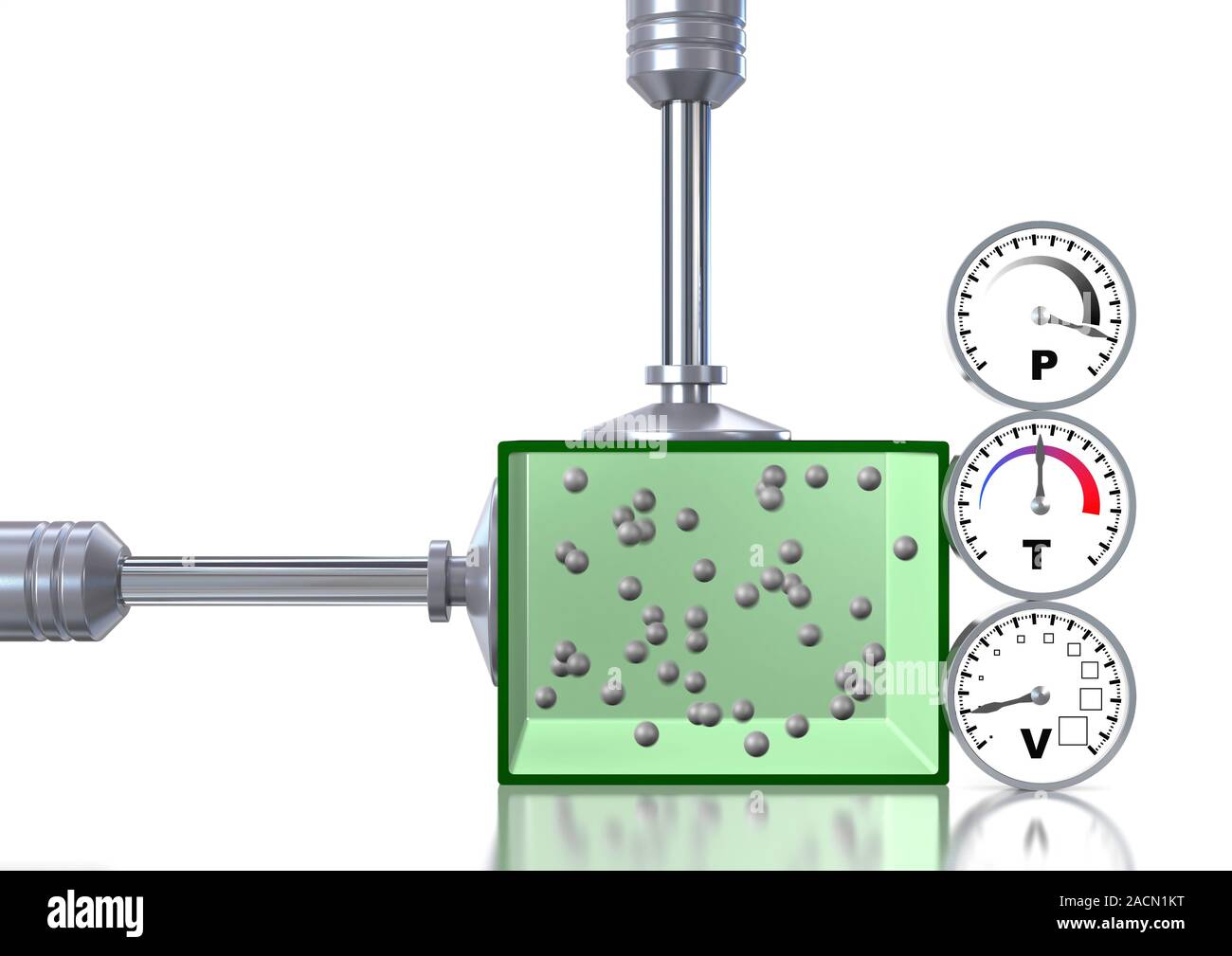 Boyle's law of gases. Computer artwork explaining the gas laws as ...