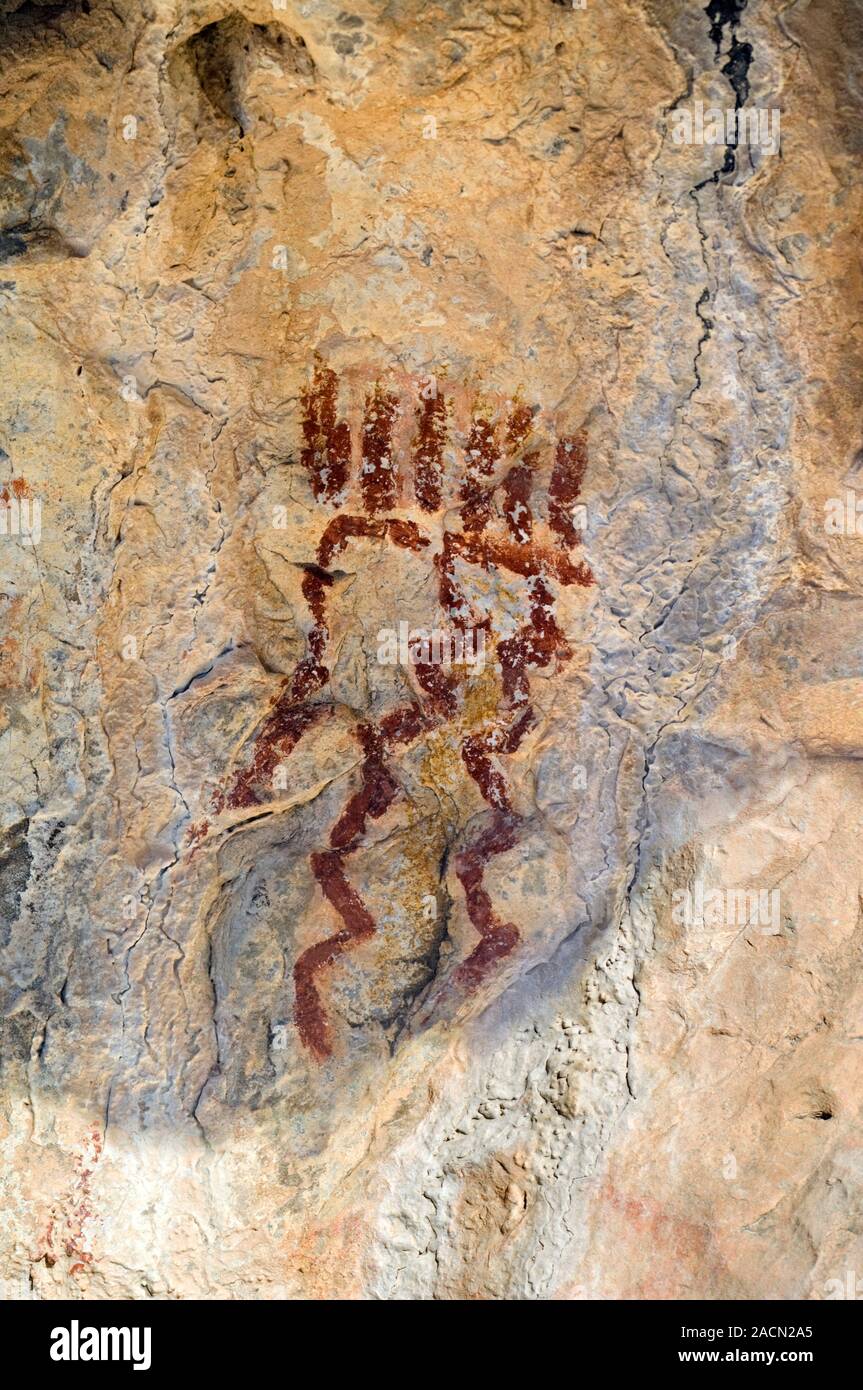 Abstract pre-Columbian rock painting. The pre-Columbian era refers to ...