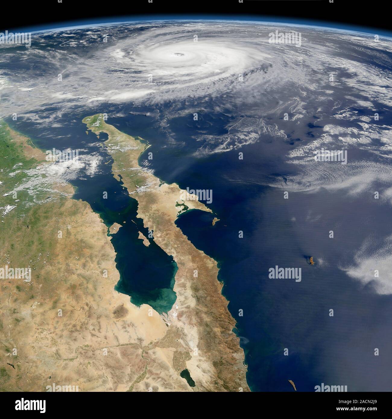 Hurricane Norbert, satellite image. This view looks south over Baja ...