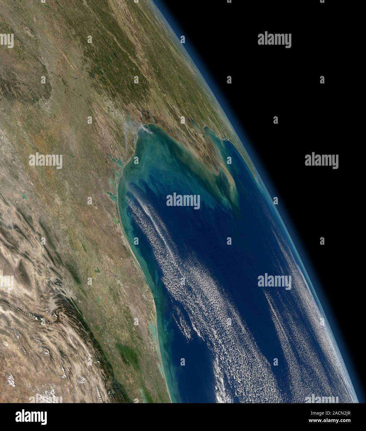 Gulf of Mexico coast, satellite image. North is towards upper left ...