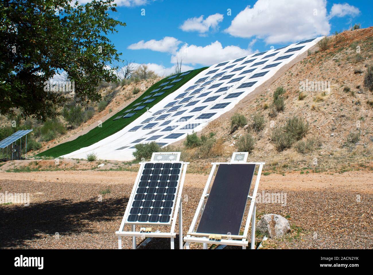 Solar cell experiments at Biosphere 2, showing different types of solar ...