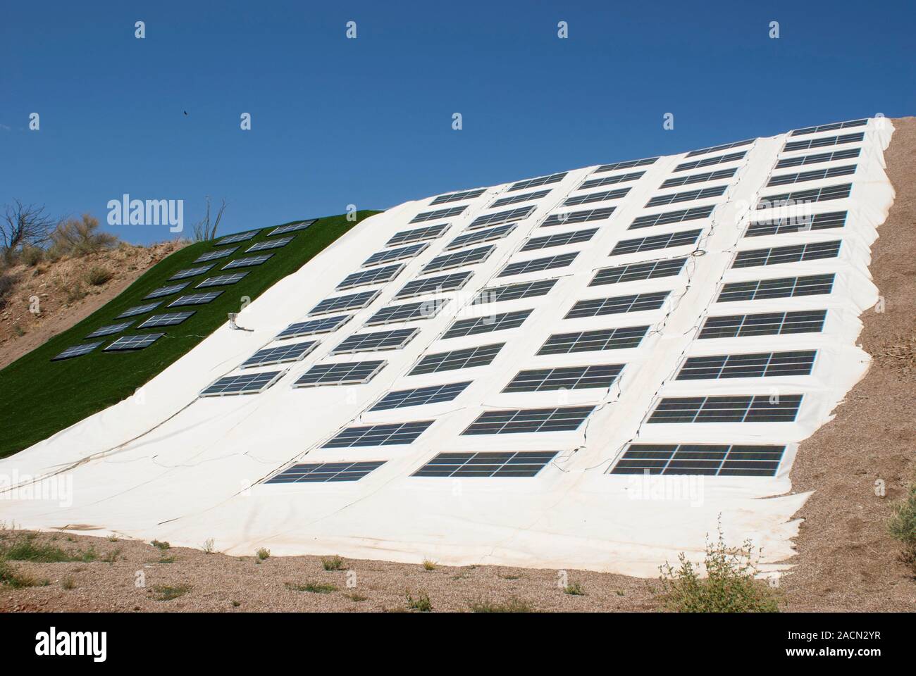 Solar cell experiments at Biosphere 2, showing different types of solar ...