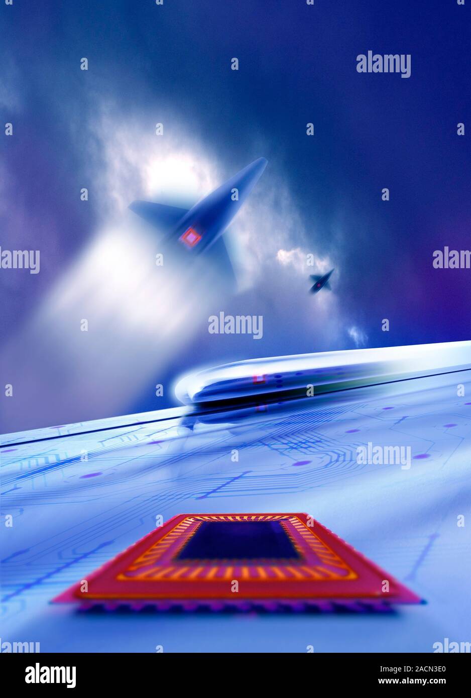 Avionics, conceptual image. Computer artwork representing the ...