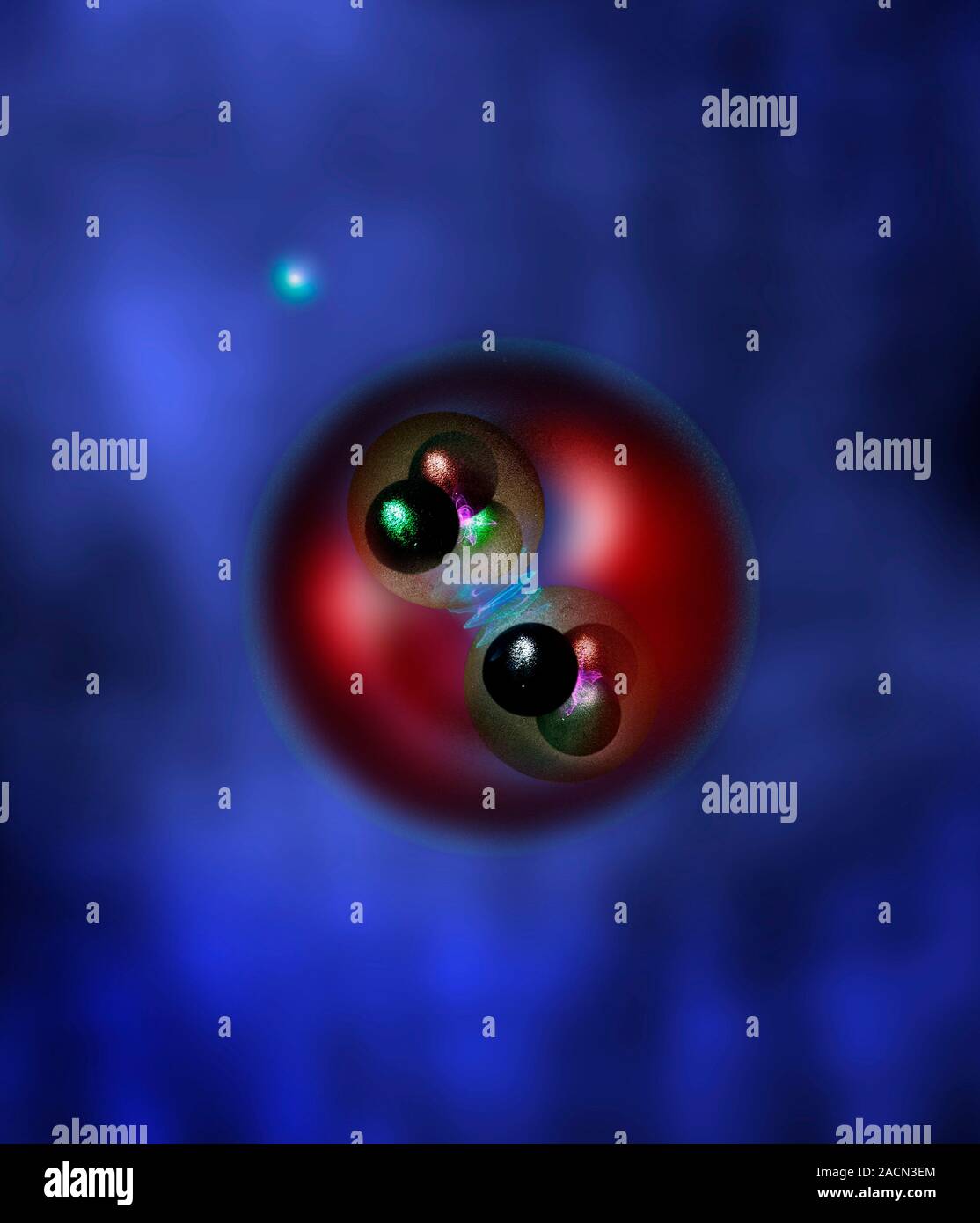 Hydrogen atom, conceptual model. Computer artwork representing the ...