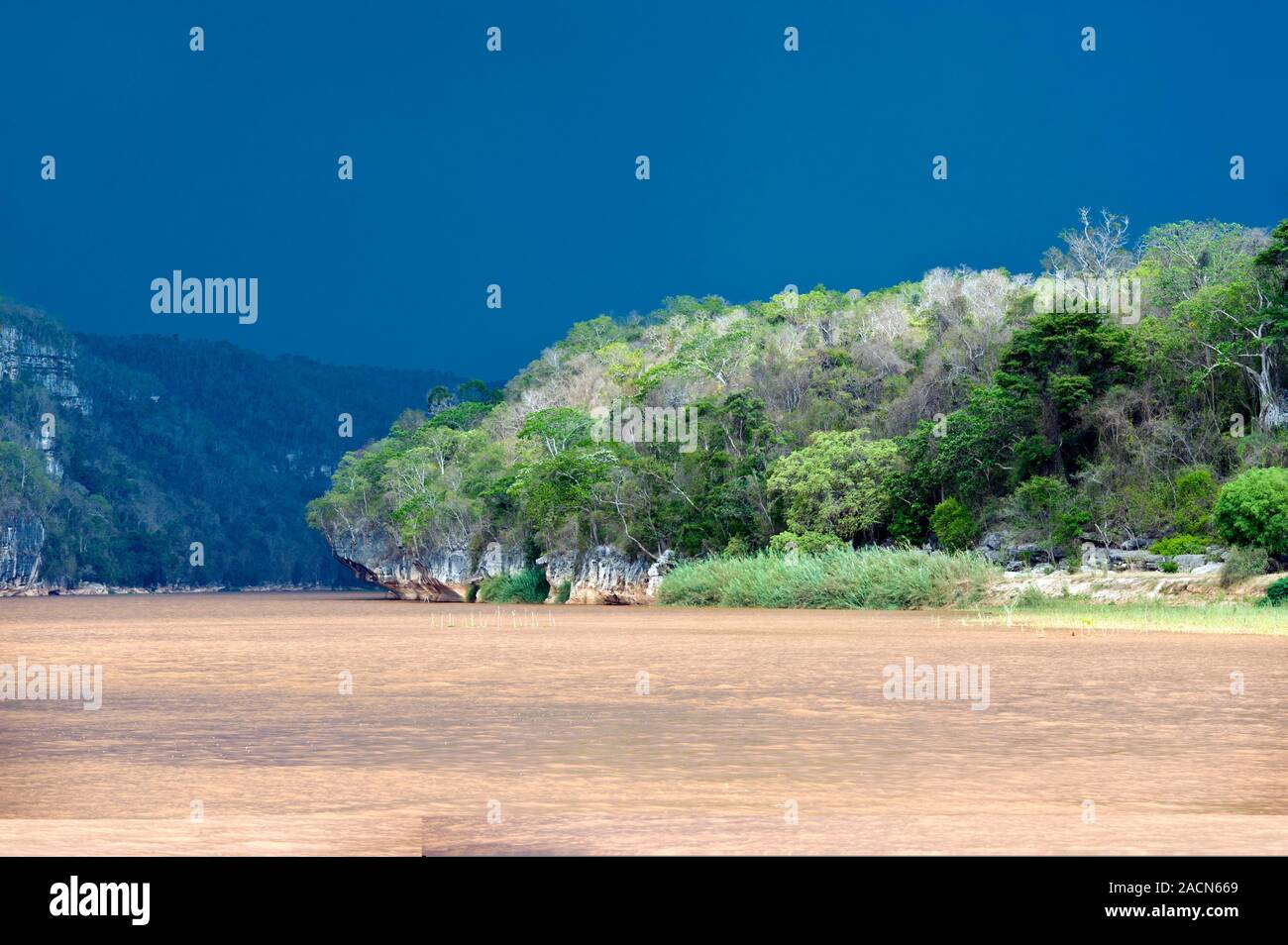 Manambolo River, Madagascar. The Manambolo is a large river flowing in ...
