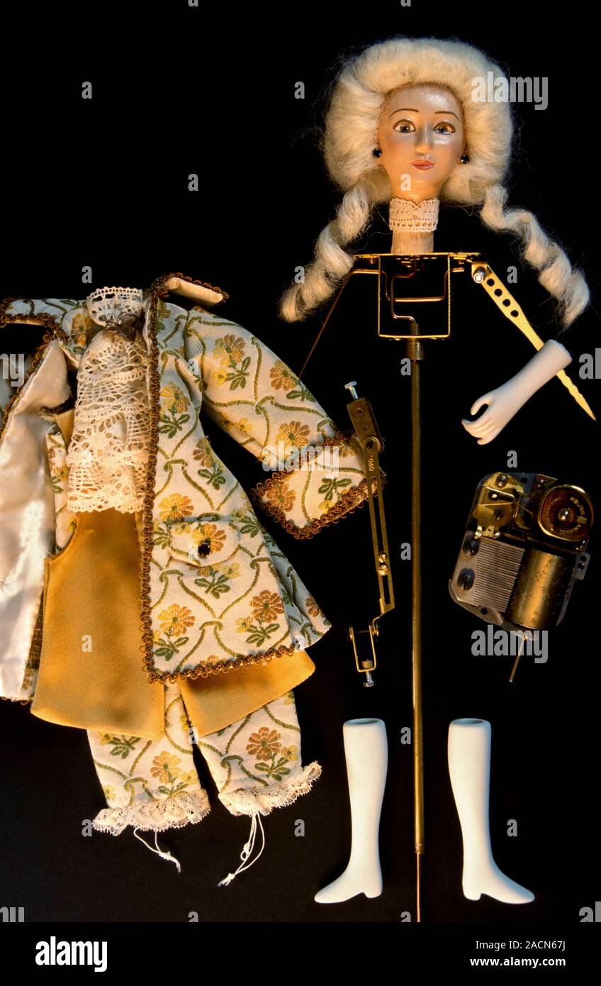 Automaton doll. Close-up of a self-operating doll, showing its ...