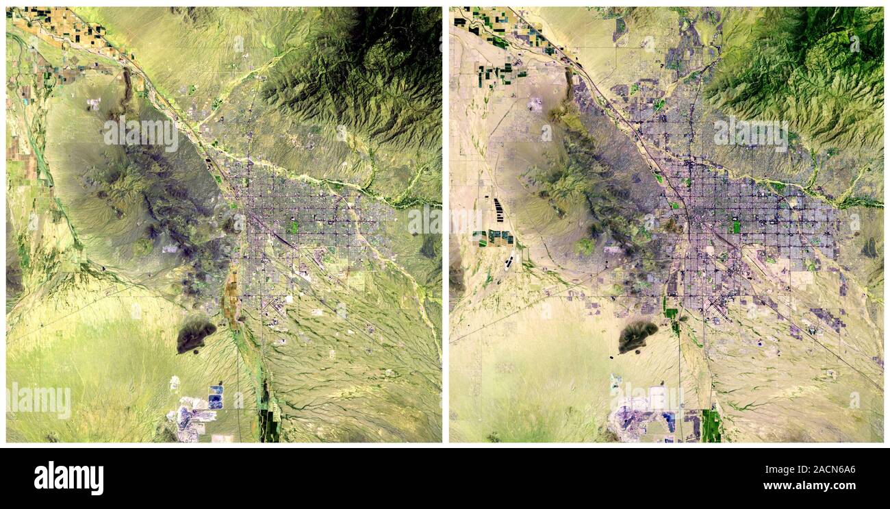 Tucson, Arizona, USA 1984-2011. Landsat satellite photographs of Tucson ...