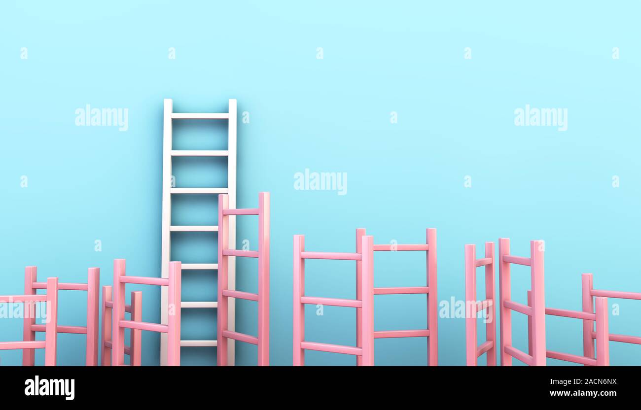 pink ladder collection with one different 3d rendering concept Stock ...