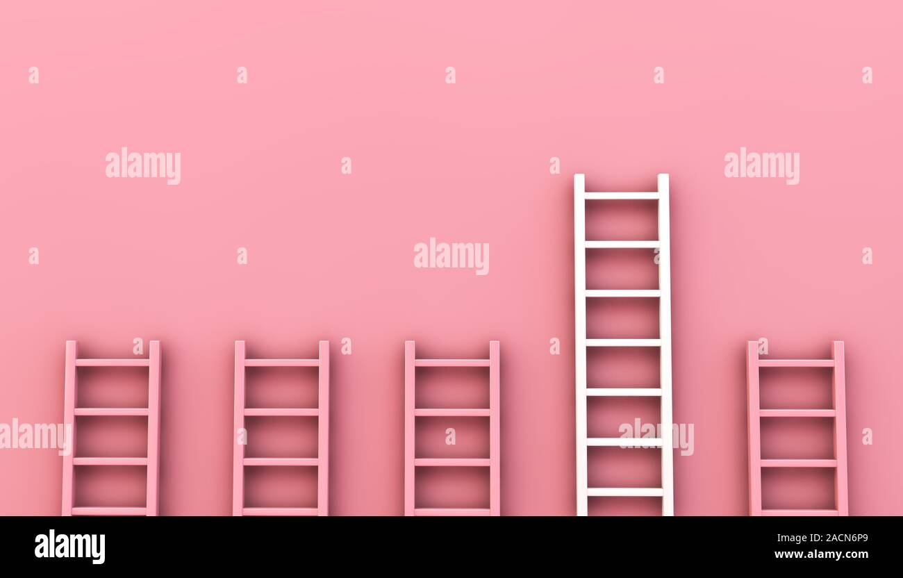 pink ladder collecton with one different 3d rendering concept Stock ...