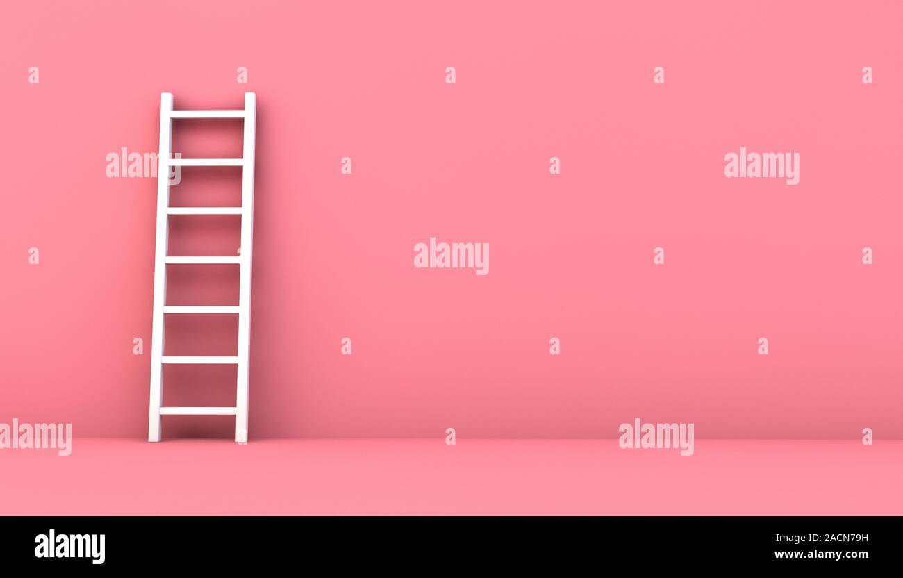 step ladder on a pink wall 3d rendering Stock Photo - Alamy