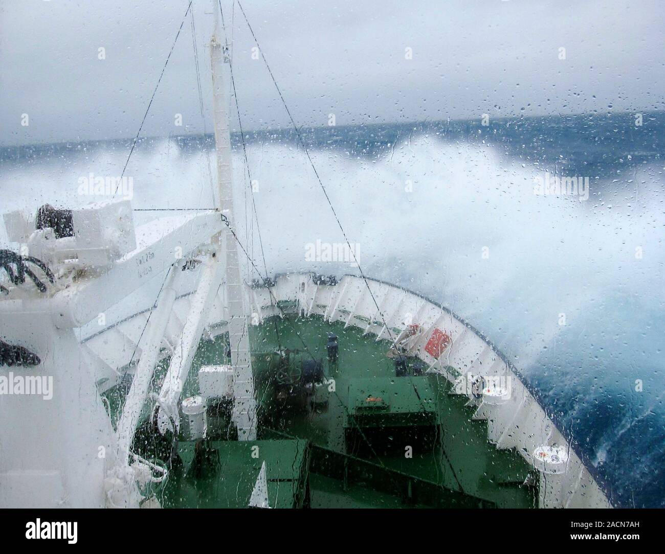 Icebreaker ship. Bow of the Pioneer Explorer icebreaker ploughing ...