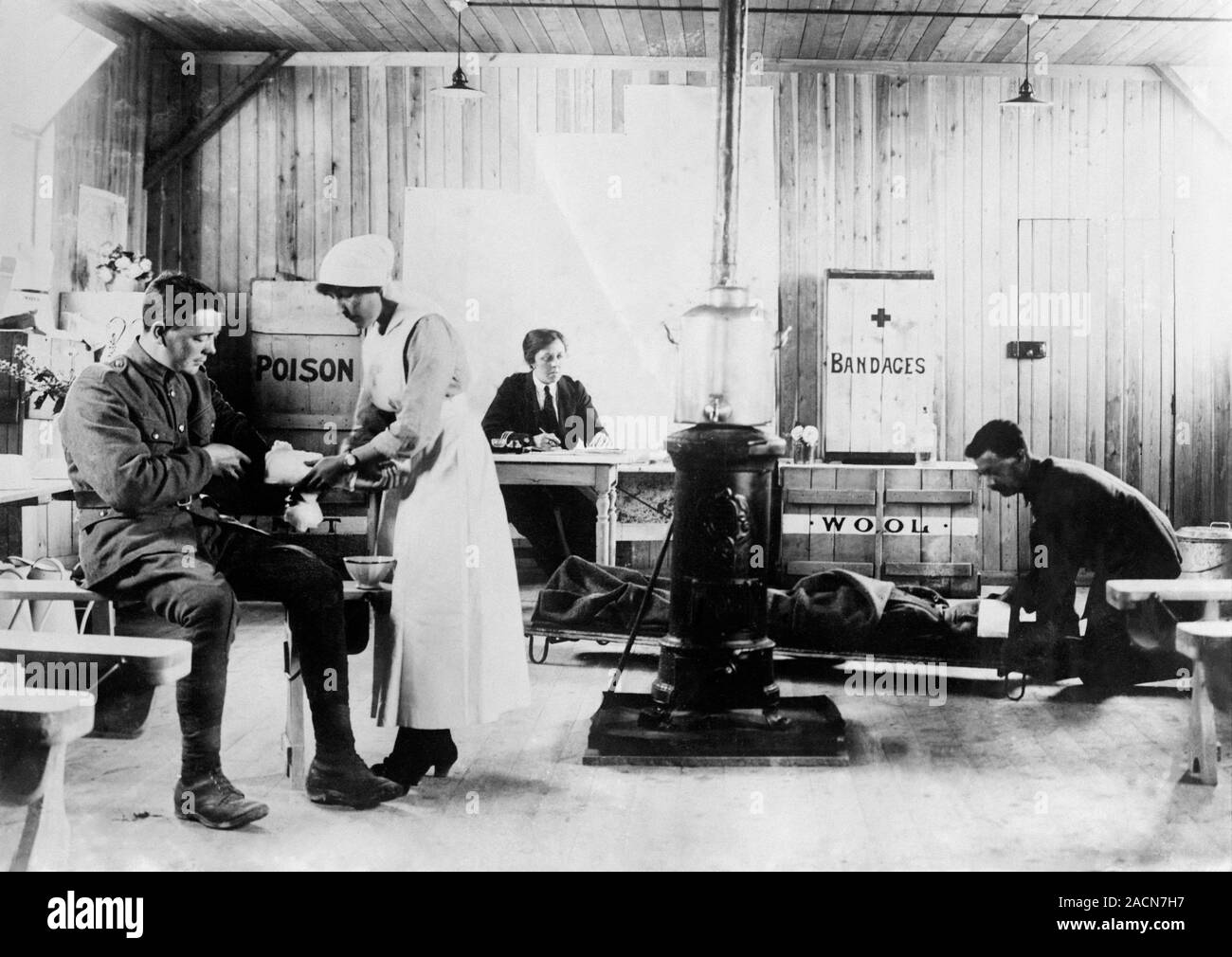 First World War first aid station. Voluntary aid detachment (VAD ...