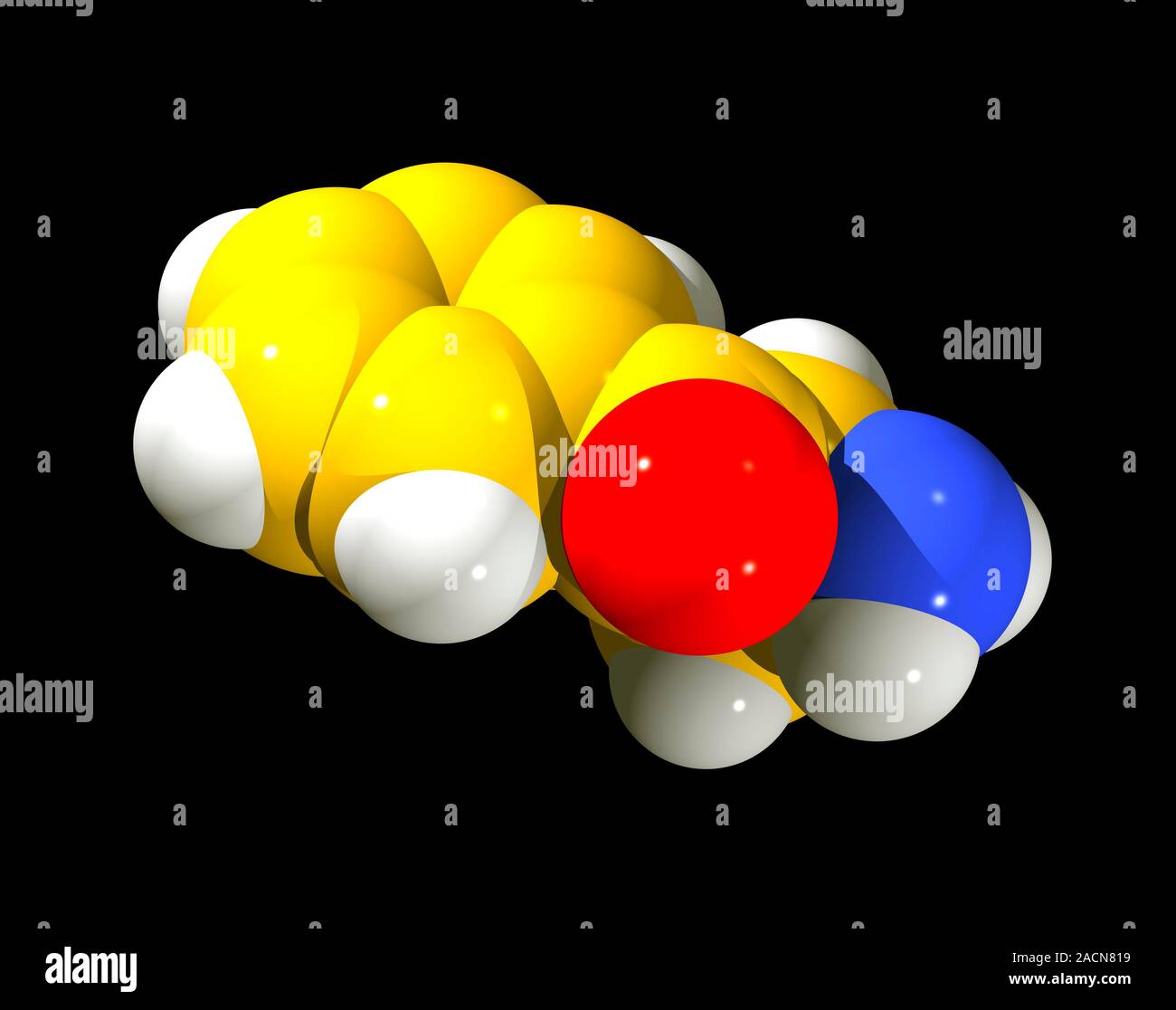 Cathinone drug molecule. Computer model showing the structure of a ...