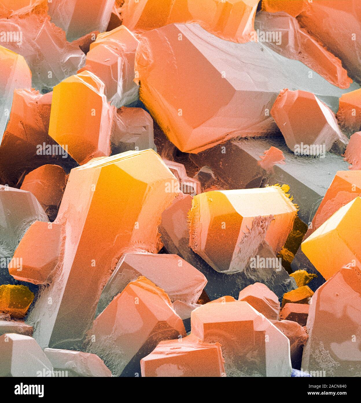 Ascorbic acid crystals or vitamin C, showing the monoclinic crystal ...