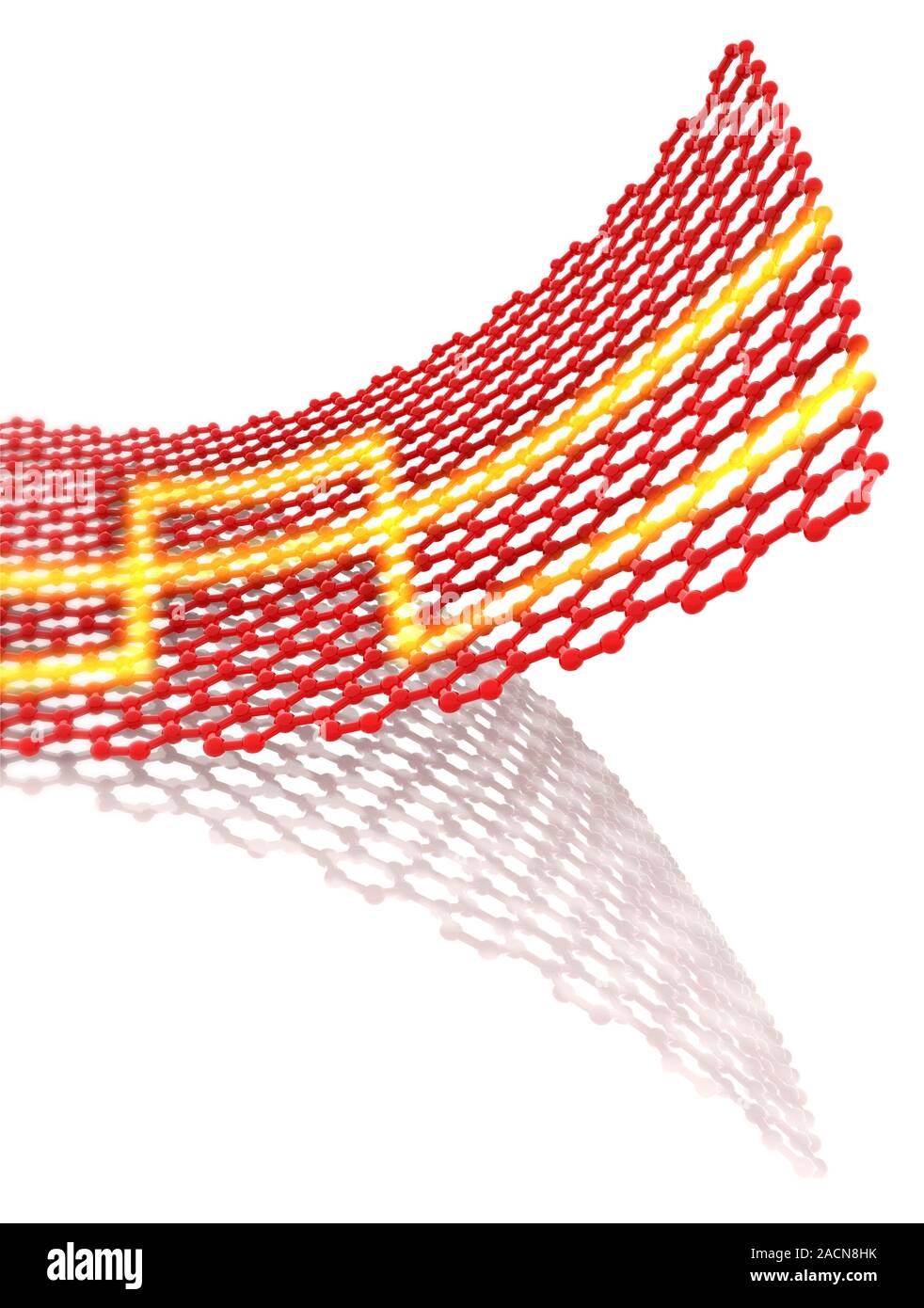 Graphene conductivity, conceptual image. Computer artwork of a graphene ...