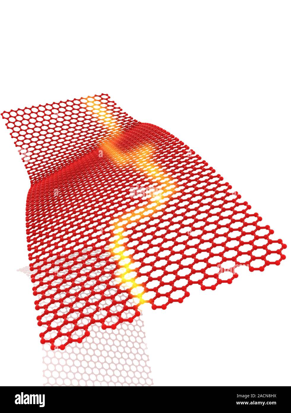 Graphene conductivity, conceptual image. Computer artwork of a graphene ...