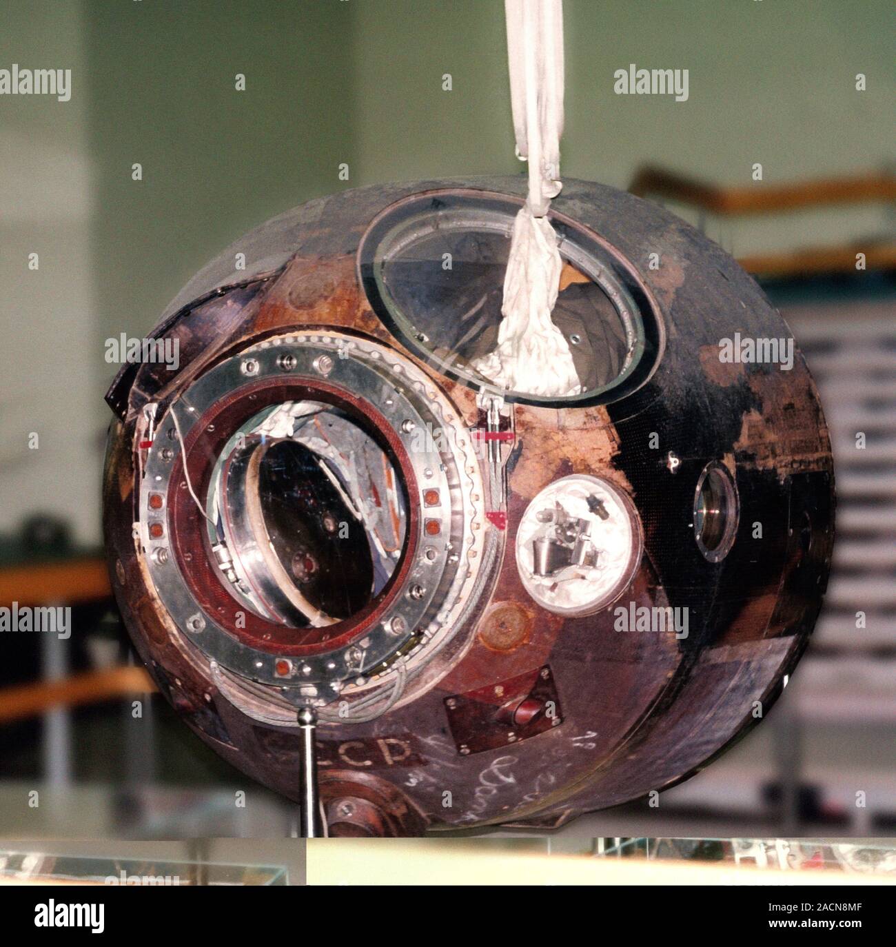 Soyuz 29 landing capsule. Close-up of the landing apparatus and command ...