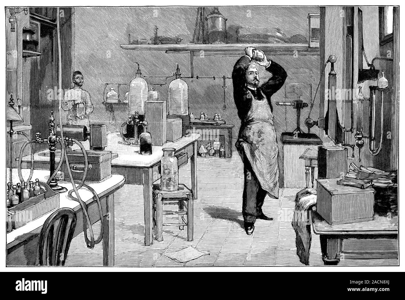 Toxicology laboratory, 19th-century artwork. Toxicology is the science ...