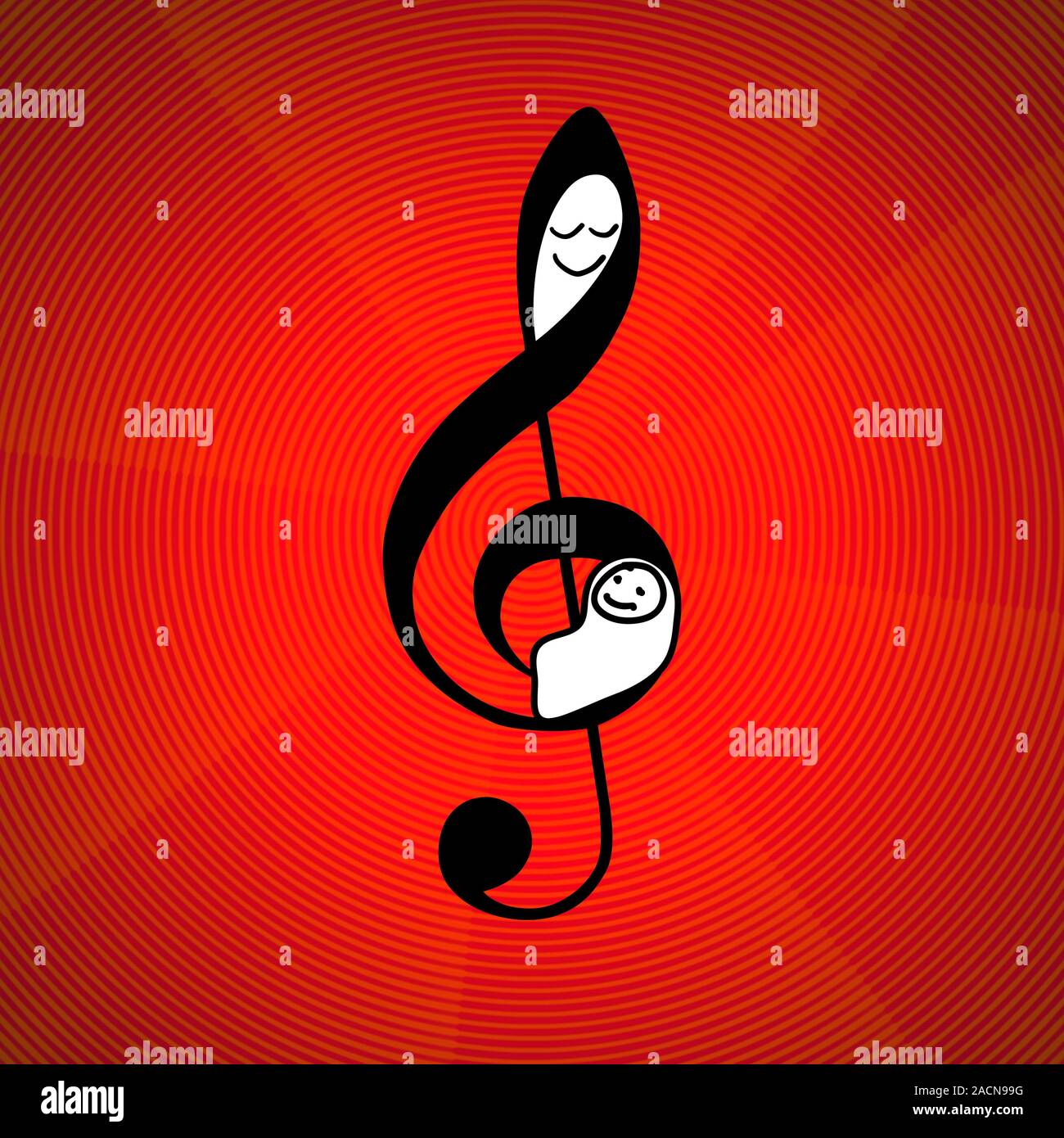 Mozart effect. Conceptual artwork of a musical treble clef symbol ...