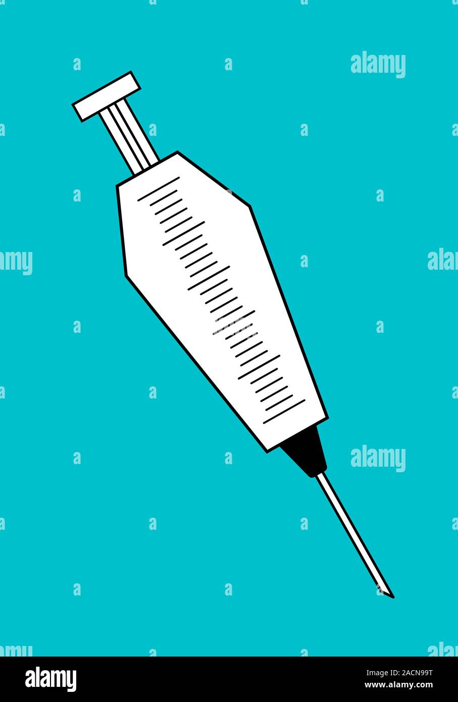 Lethal injection. Conceptual artwork of a coffin-shaped syringe and ...