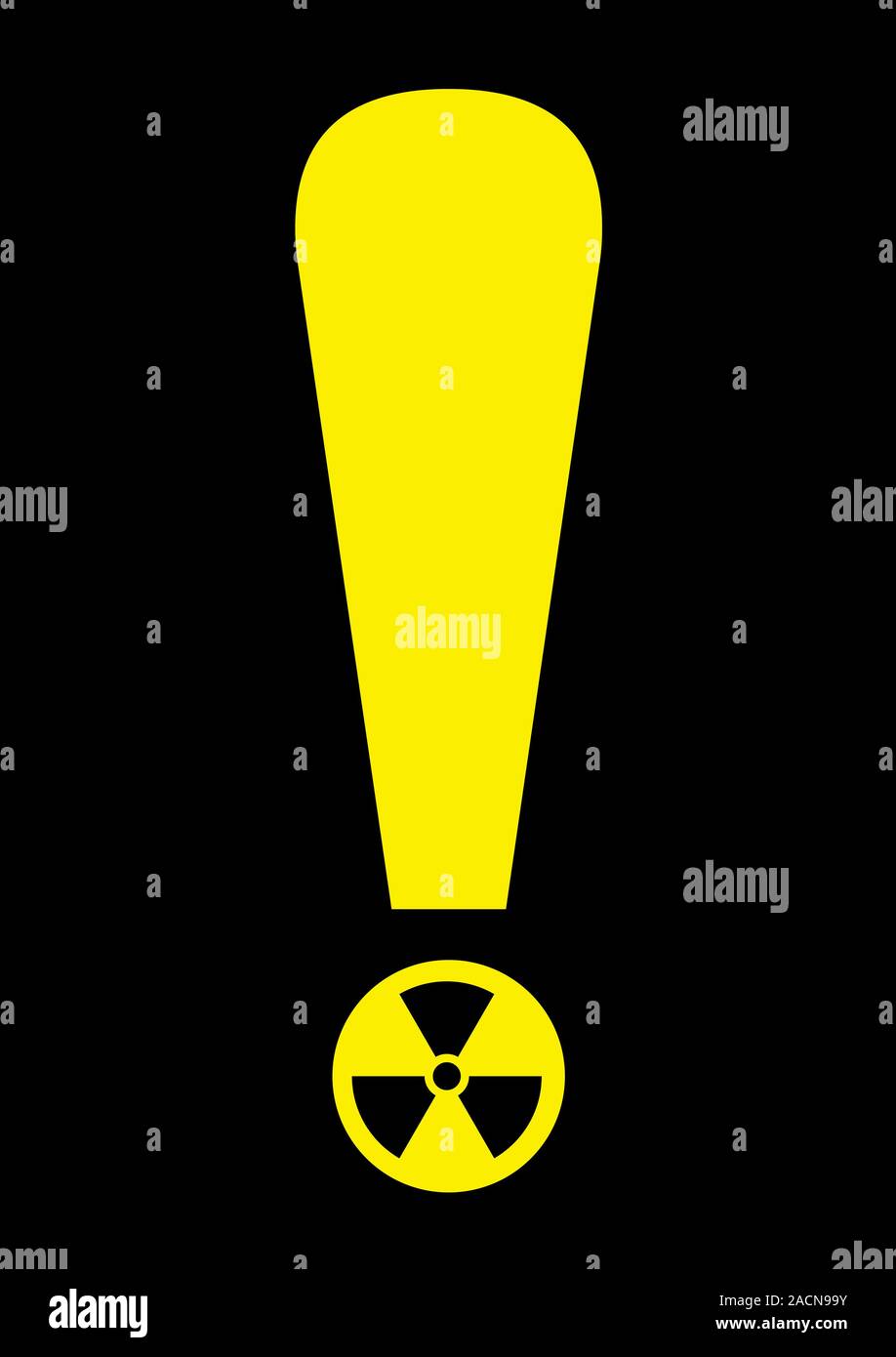 Radiation warning. Conceptual artwork of an exclamation mark (yellow ...