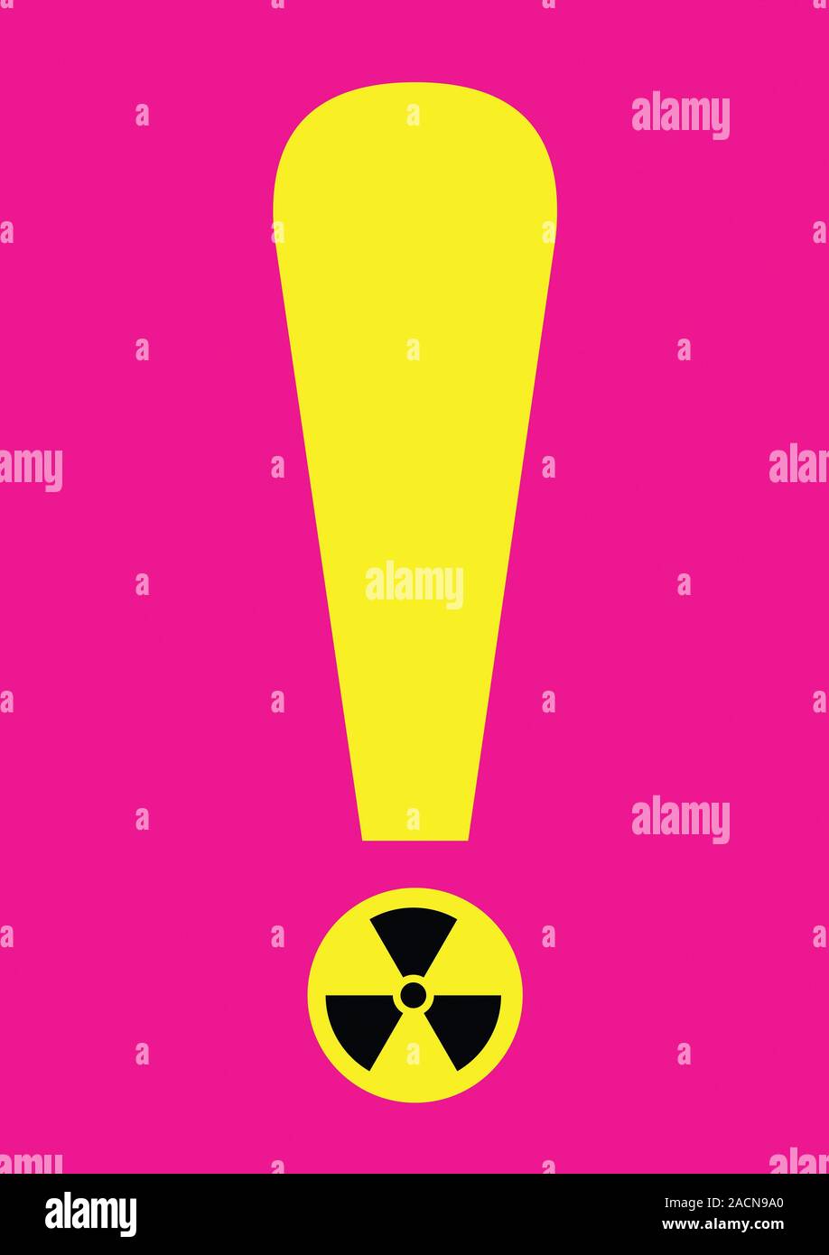 Radiation warning. Conceptual artwork of an exclamation mark (yellow ...