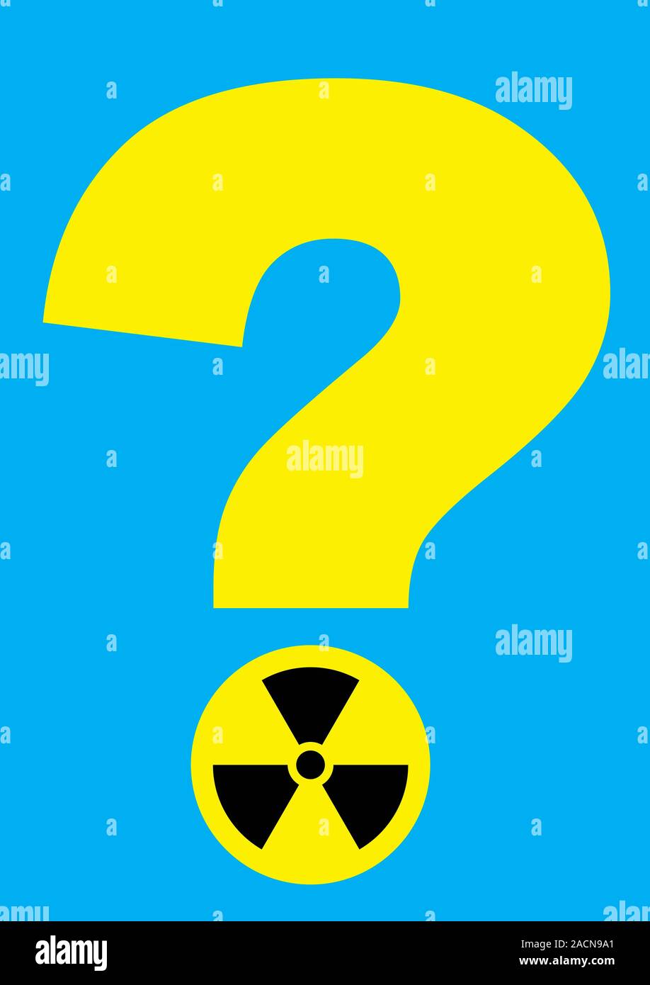 Radiation warning. Conceptual artwork of a question mark (yellow ...