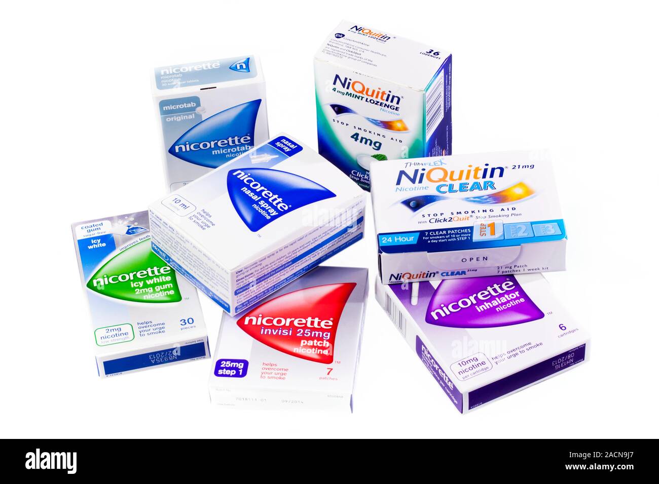 Nicotine replacement products. Assorted pharmaceutical products that ...