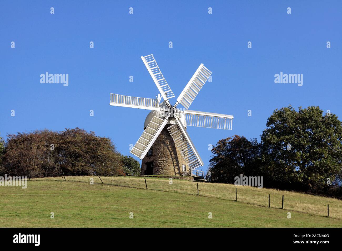 Heage Windmill, Derbyshire, UK. This rare six-sailed working windmill ...