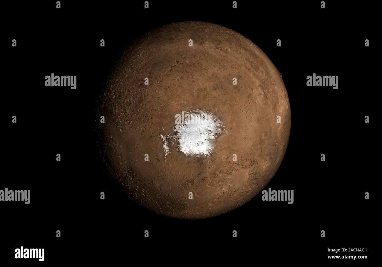 Mars topography. Computer artwork based on satellite images, showing ...