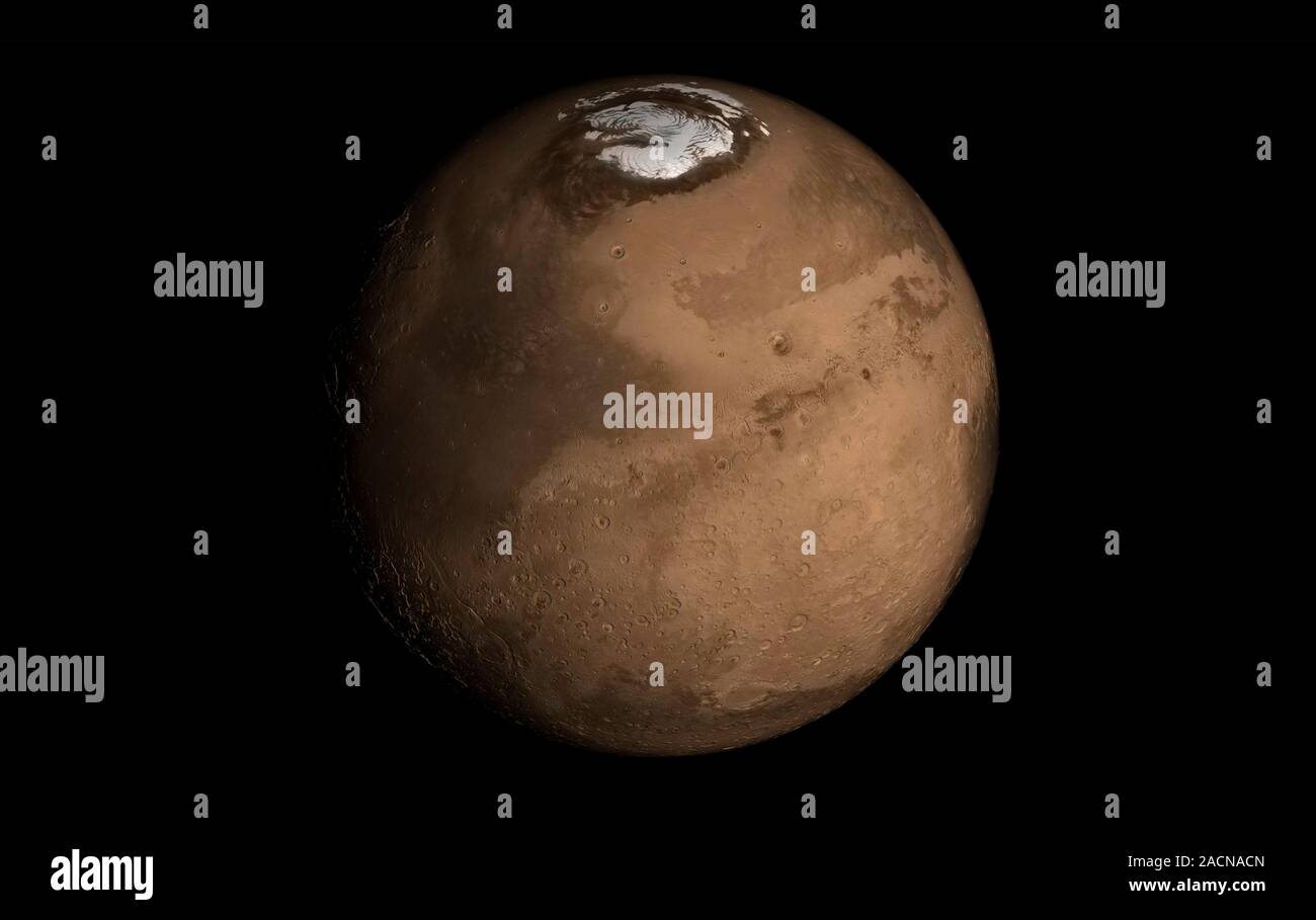 Mars topography. Computer artwork based on satellite images, showing ...