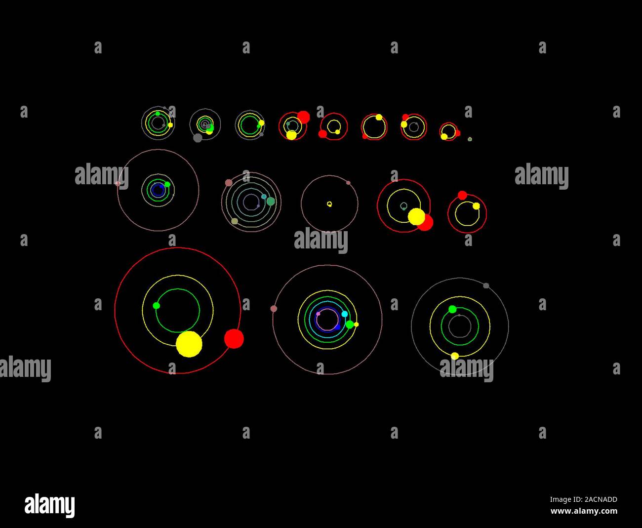 Kepler planetary systems. Computer artwork showing an overhead view of ...