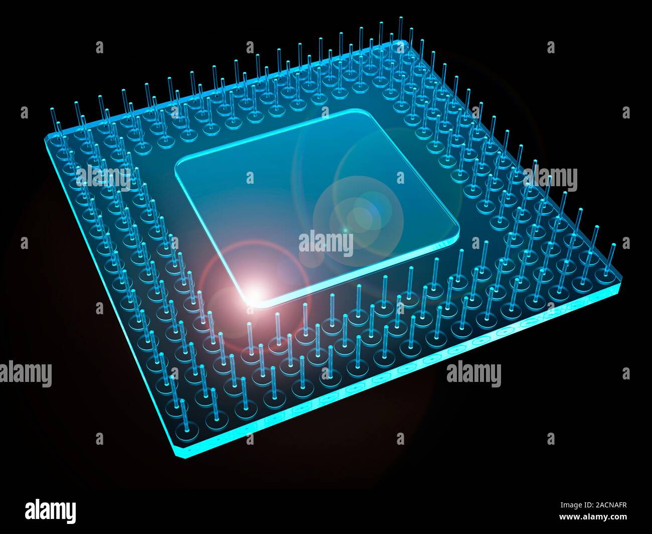 Computer processor. Computer artwork of the CPU (central processing ...