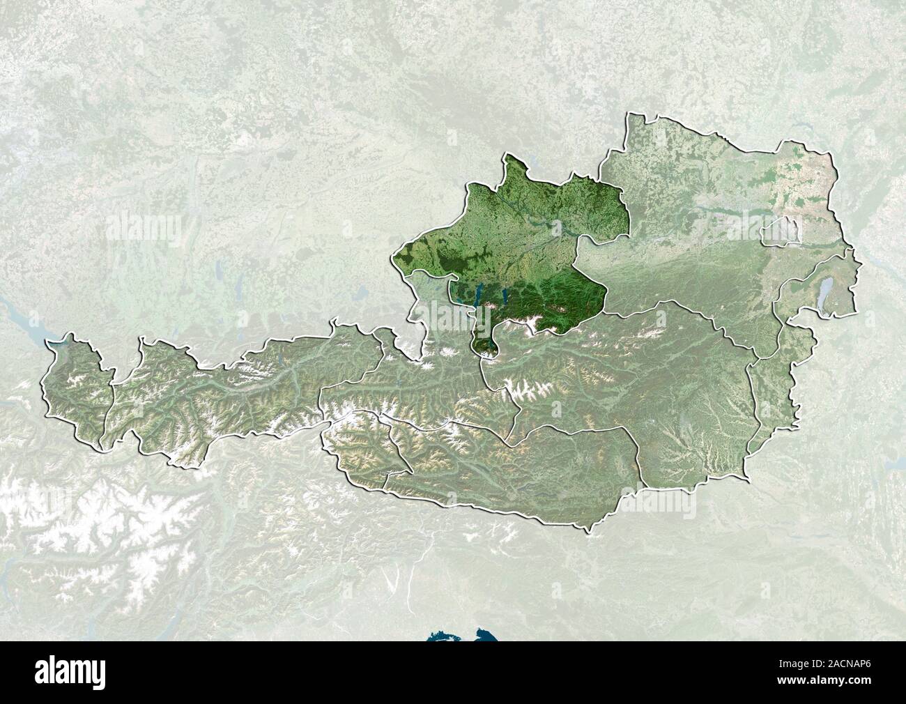 Upper Austria, satellite image. Natural colour satellite image showing ...
