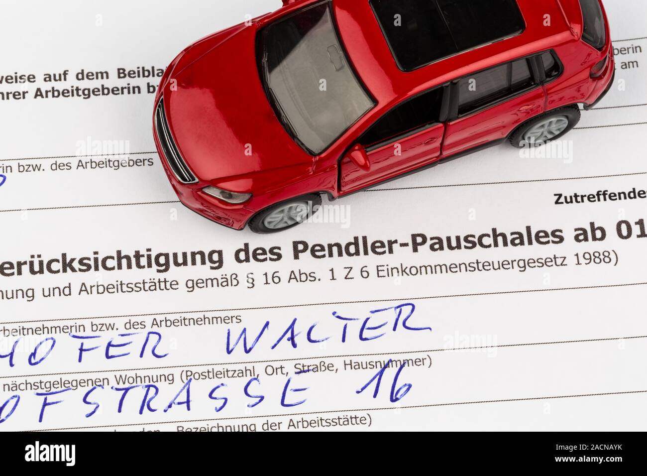 Application for commuter allowance Stock Photo - Alamy