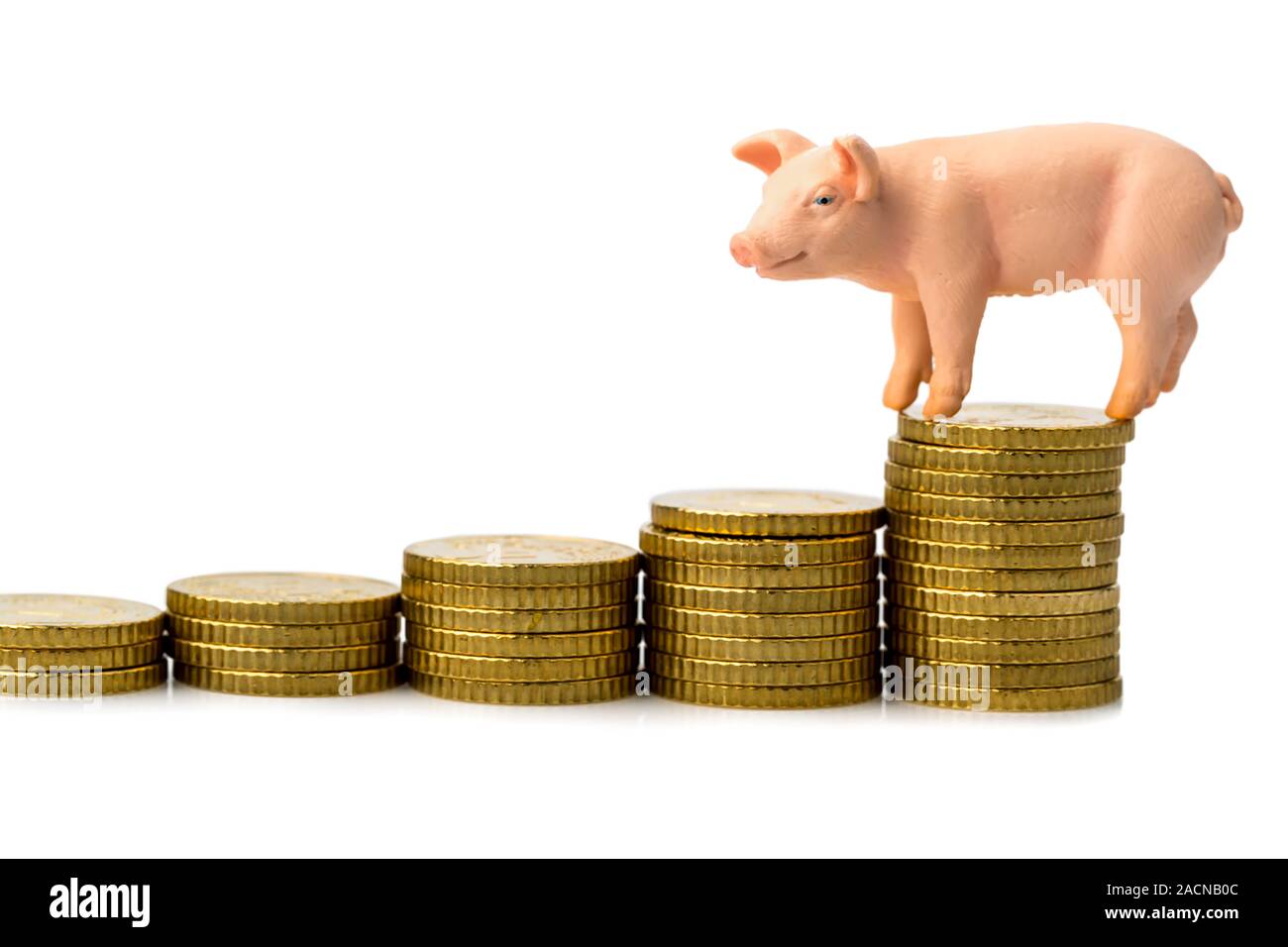 Pork on a stack of coins Stock Photo - Alamy