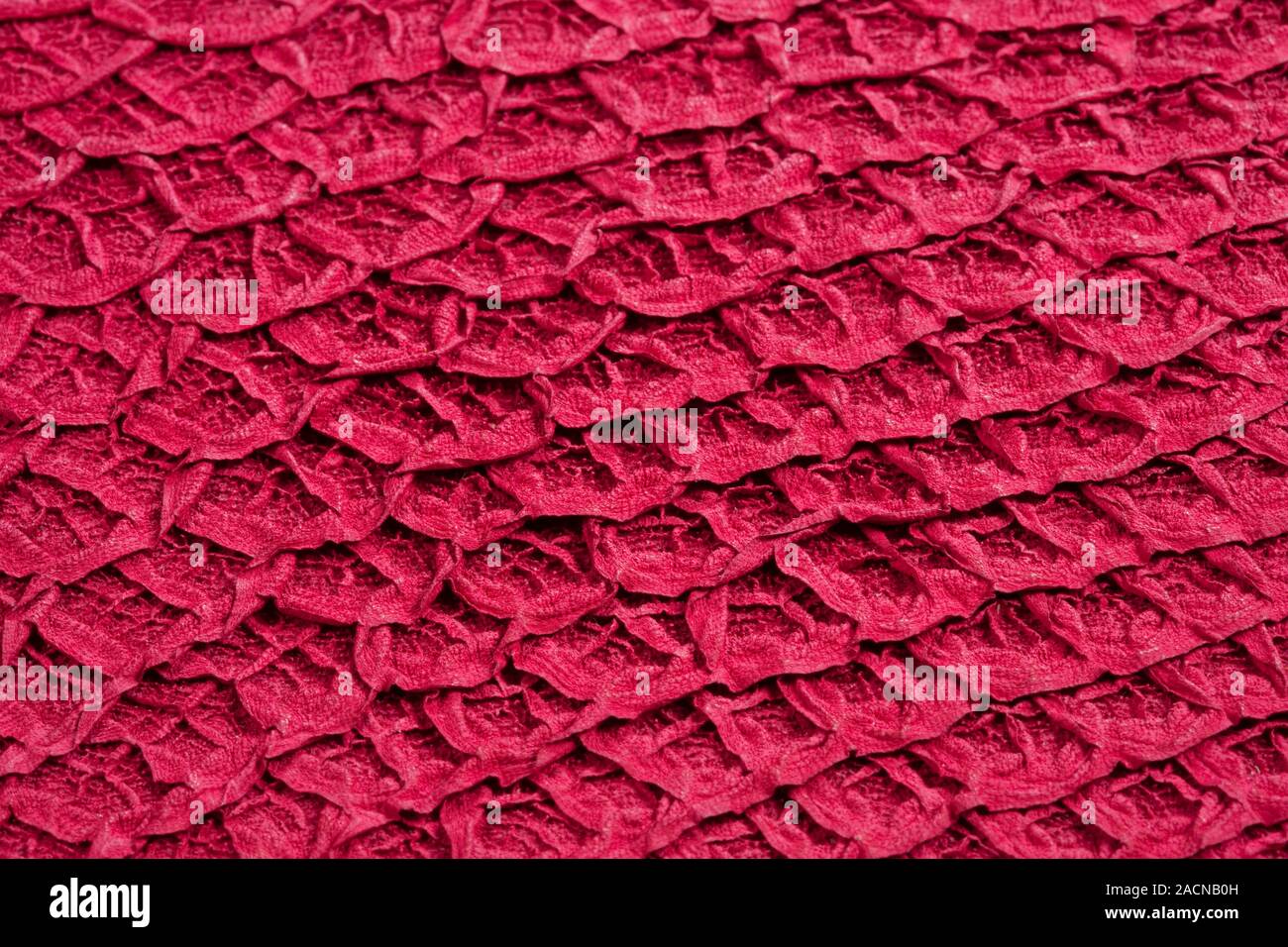 Cow gut leather. Close-up of leather formed from the stomach of a cow ...