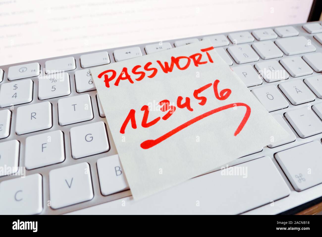 Note on Computer Keyboard: Password 123456 Stock Photo - Alamy