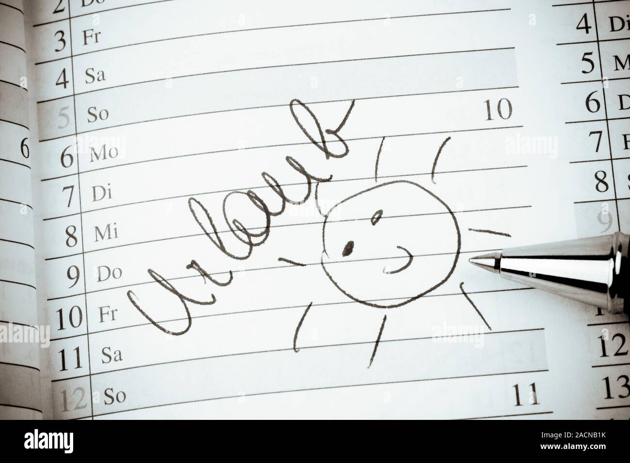 Entry in calendar: Vacation Stock Photo - Alamy