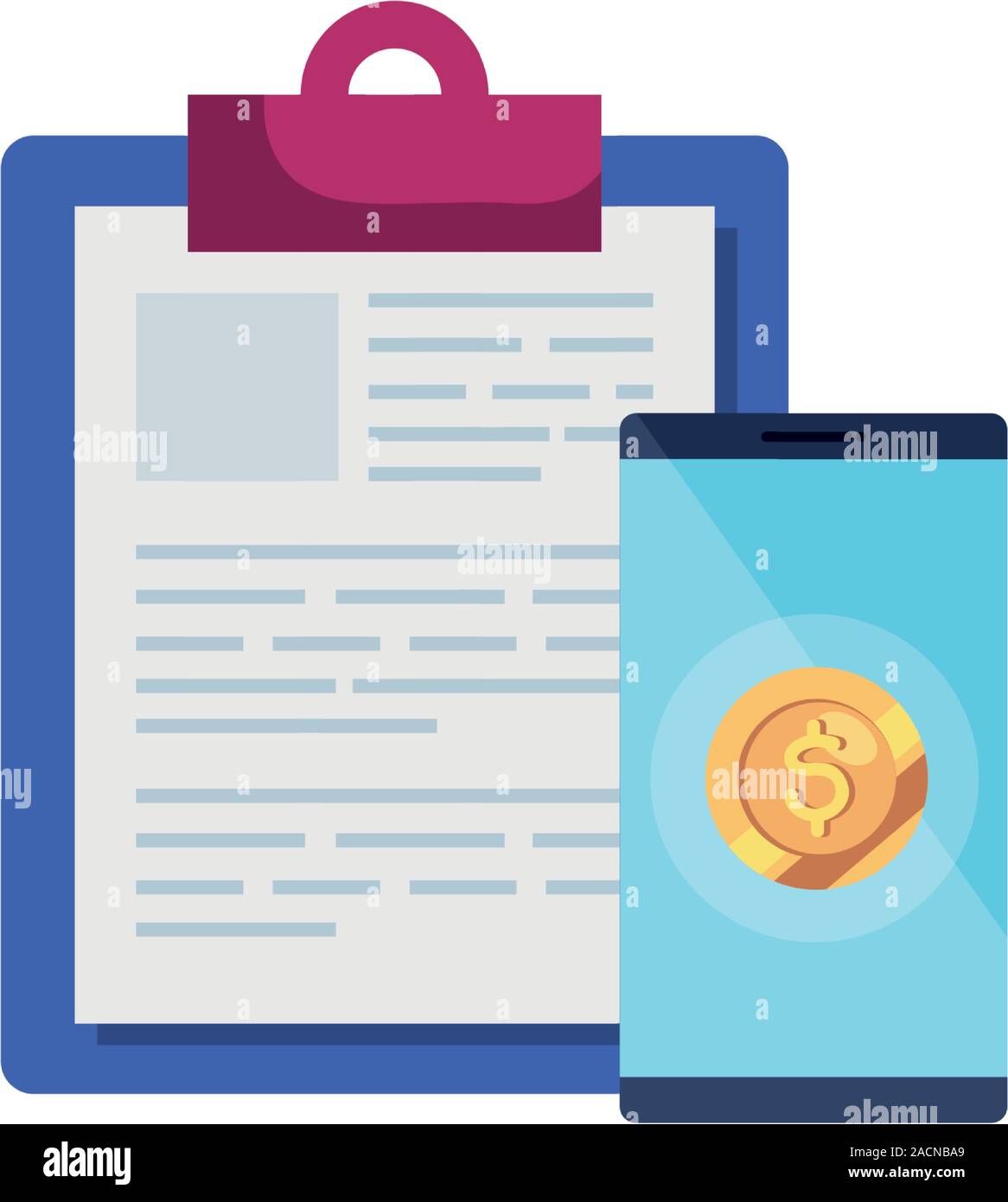 clipboard with smartphone and coin Stock Vector Image & Art - Alamy