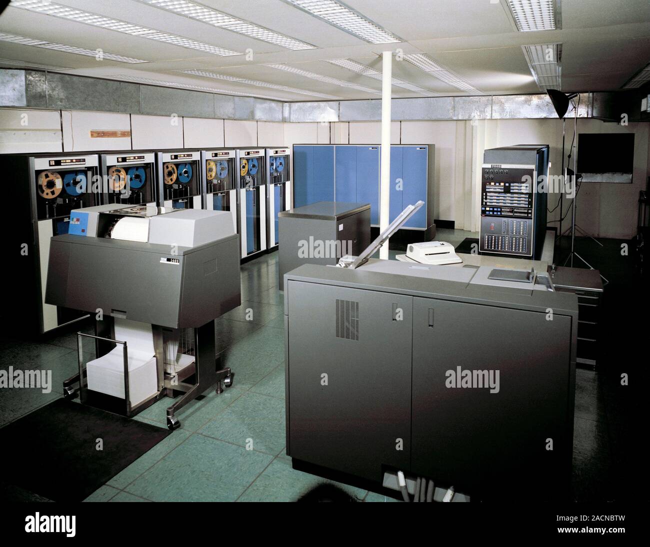 NASA computer room. IBM computers, including an IBM 7040, IBM 729 tape ...