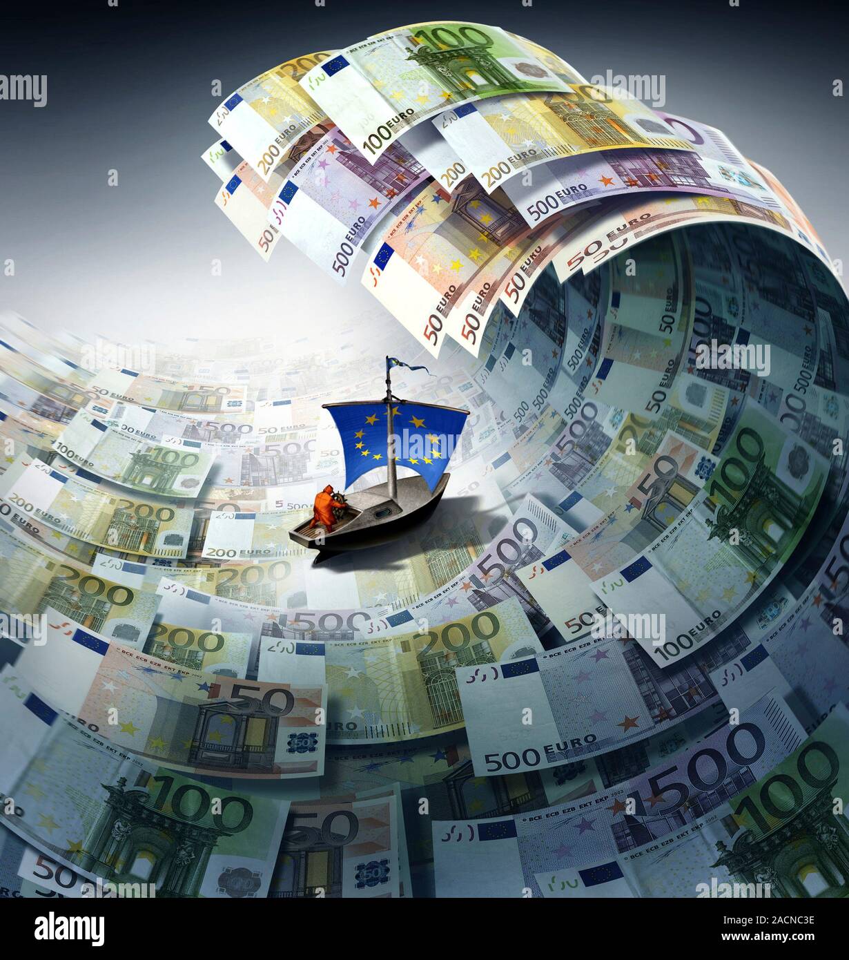 Europe sinking in debt, conceptual computer artwork Stock Photo - Alamy