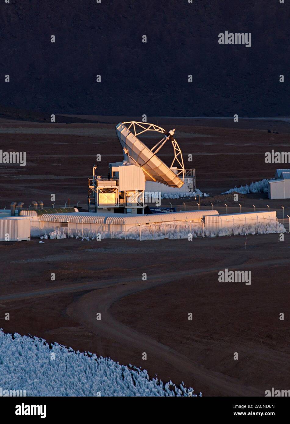 APEX telescope and ice penitentes at night. The Atacama Pathfinder ...