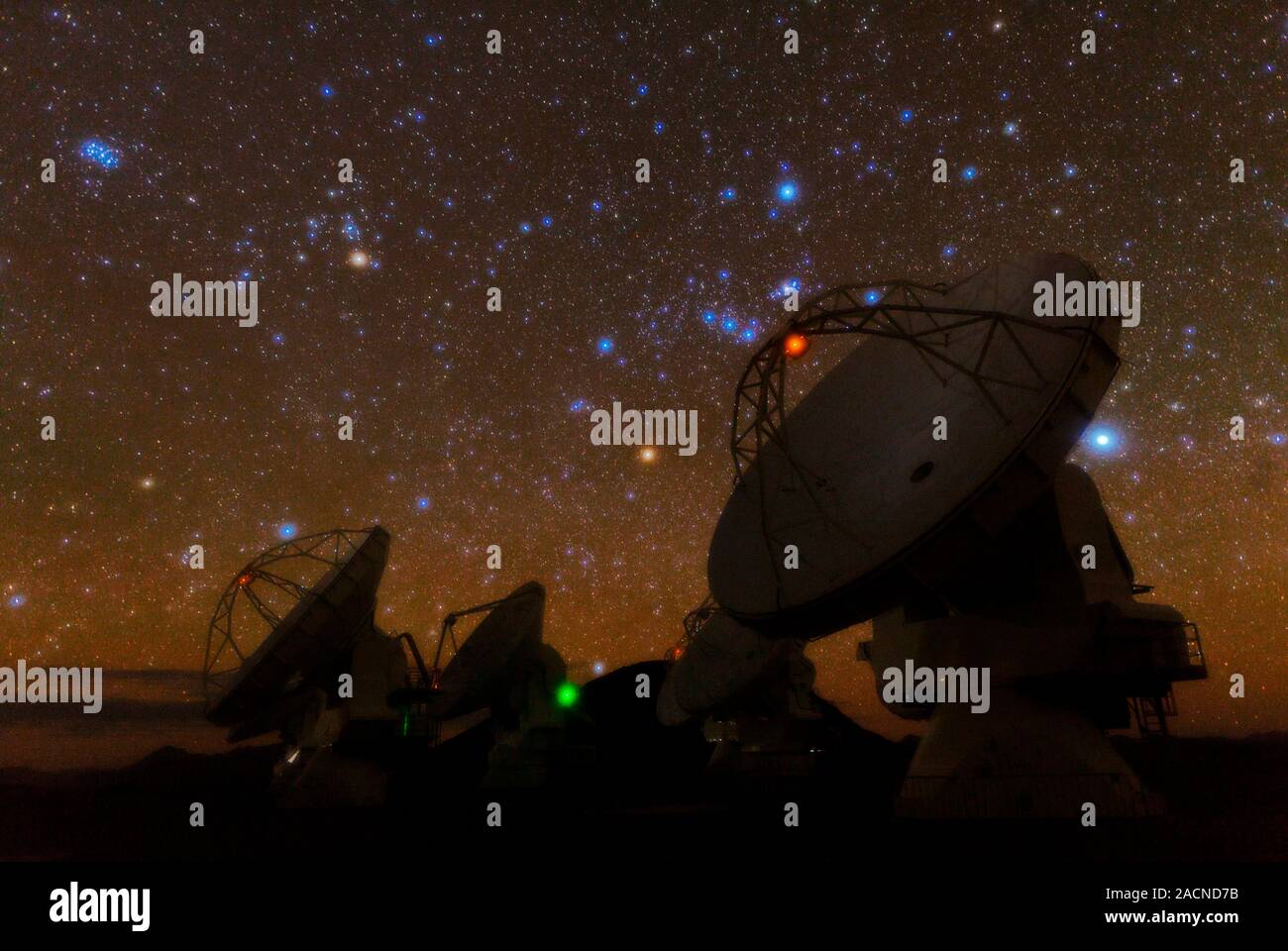 ALMA telescopes at night. ALMA (Atacama Large Millimetre/sub-millimetre ...