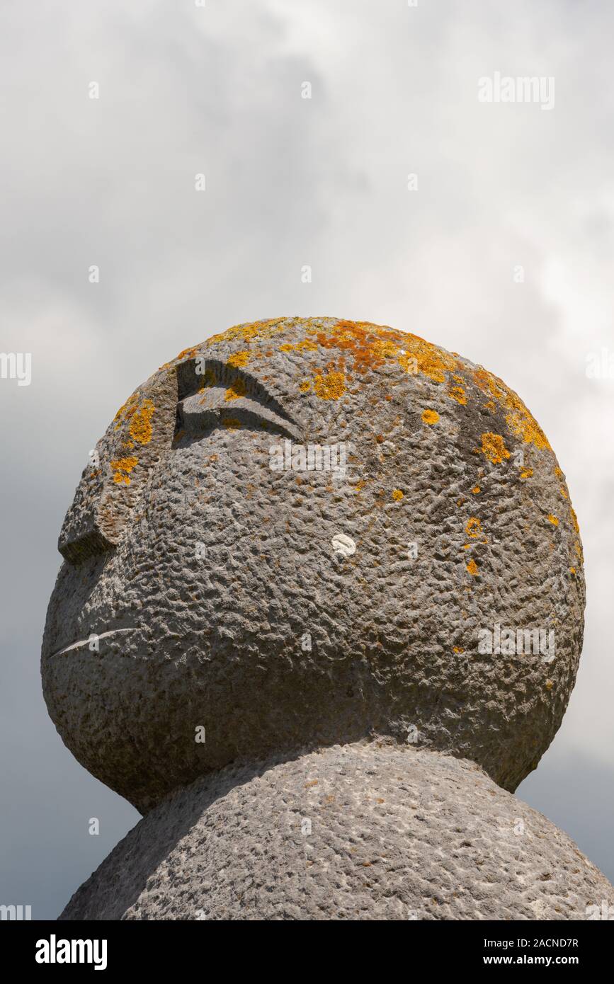Stylized man's head profile sculpture at the Three Musicians statue by ...