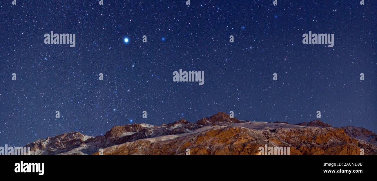 Winter night sky. The brightest star in this winter night sky is Sirius ...