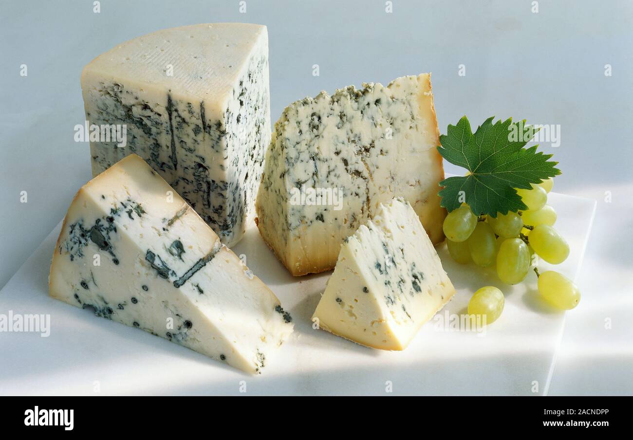 Assorted blue cheeses Stock Photo - Alamy