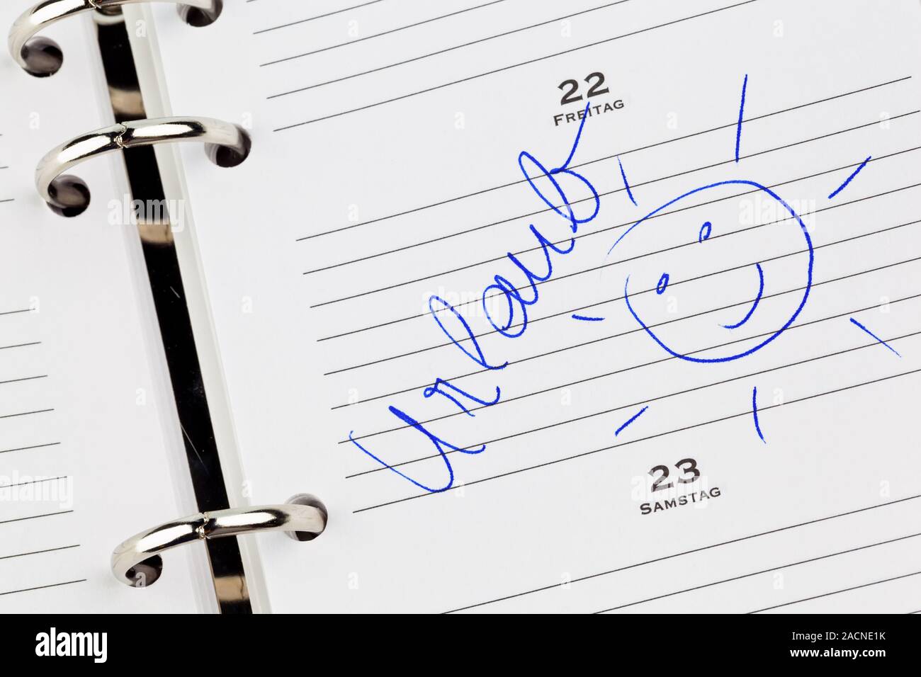 Entry in calendar: Vacation Stock Photo - Alamy